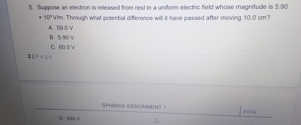 Solved Suppose an electron is released from rest in a | Chegg.com