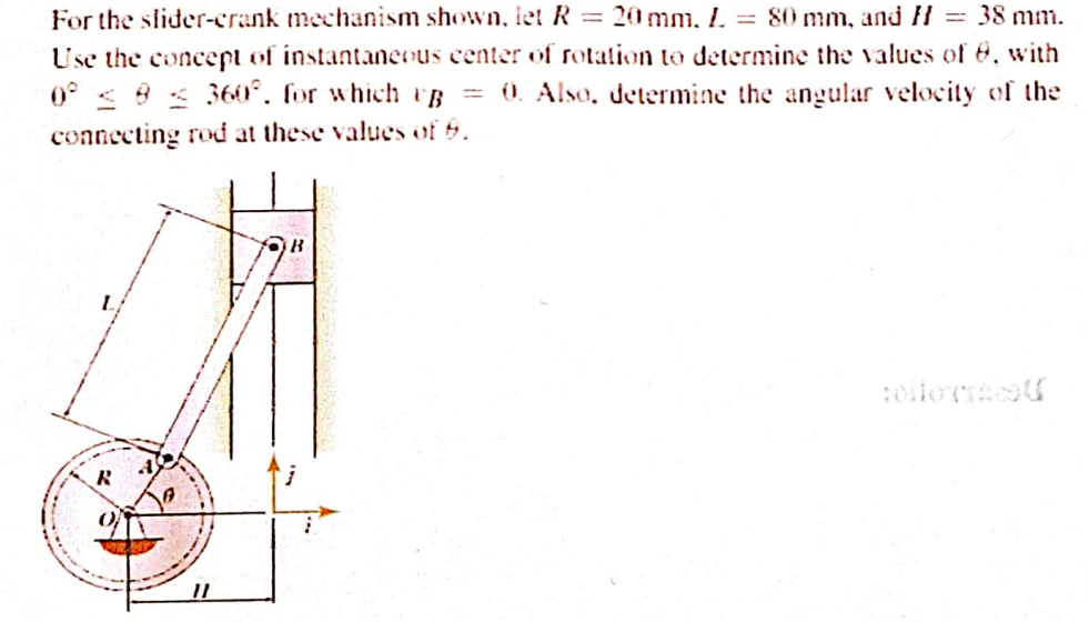 Solved For the slider-crank mechanism shown, let | Chegg.com