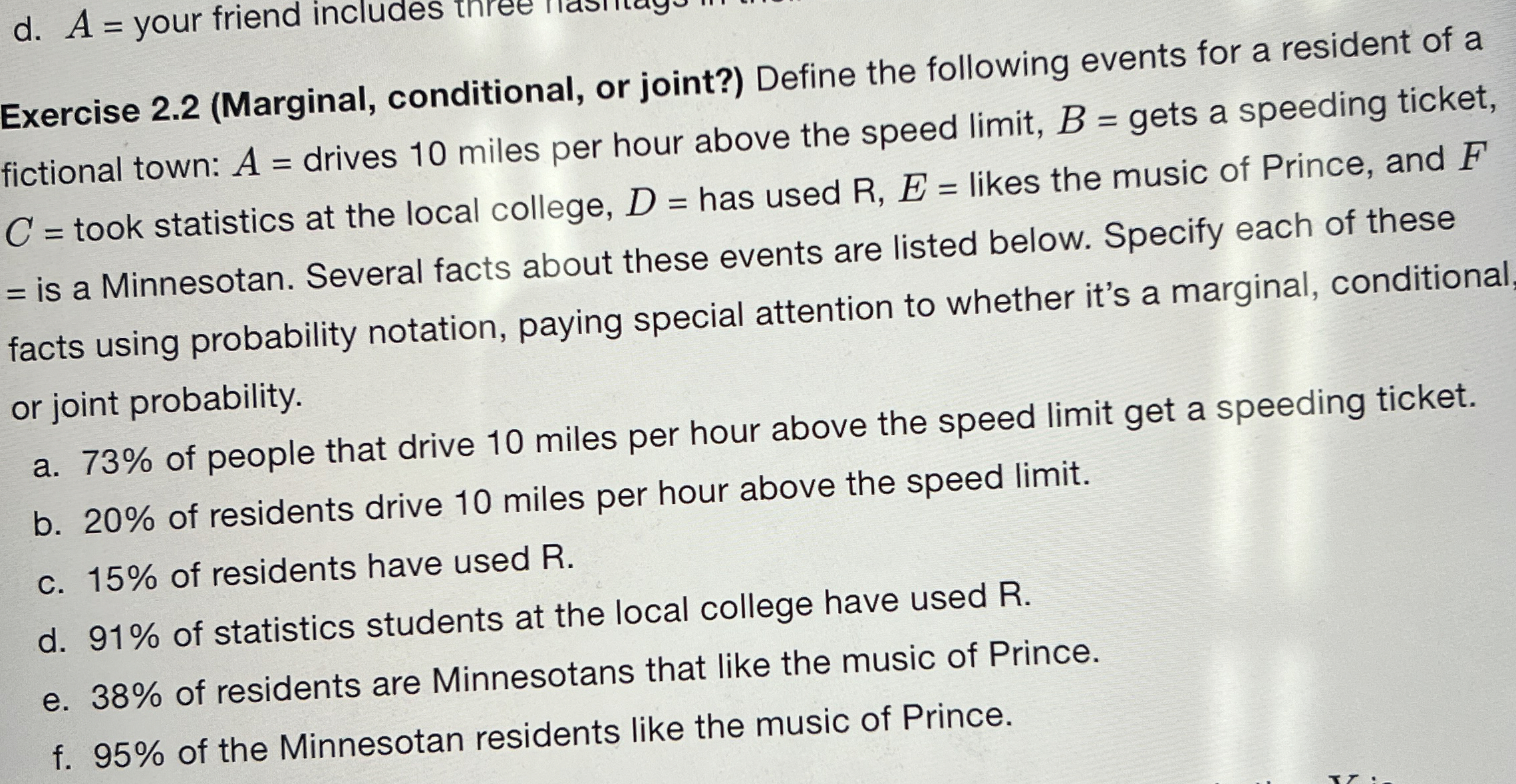 Solved Exercise 2.2 (Marginal, ﻿conditional, or joint?) | Chegg.com