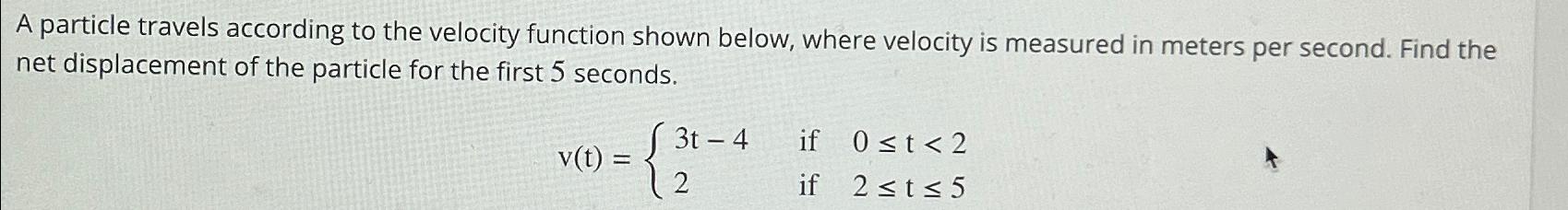 Solved A particle travels according to the velocity function | Chegg.com