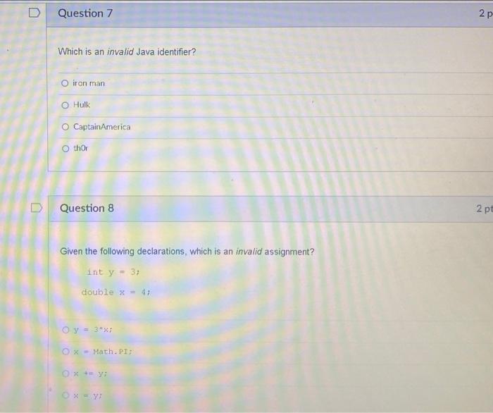 Solved D Question 5 2 pts In the declaration double 1 - | Chegg.com