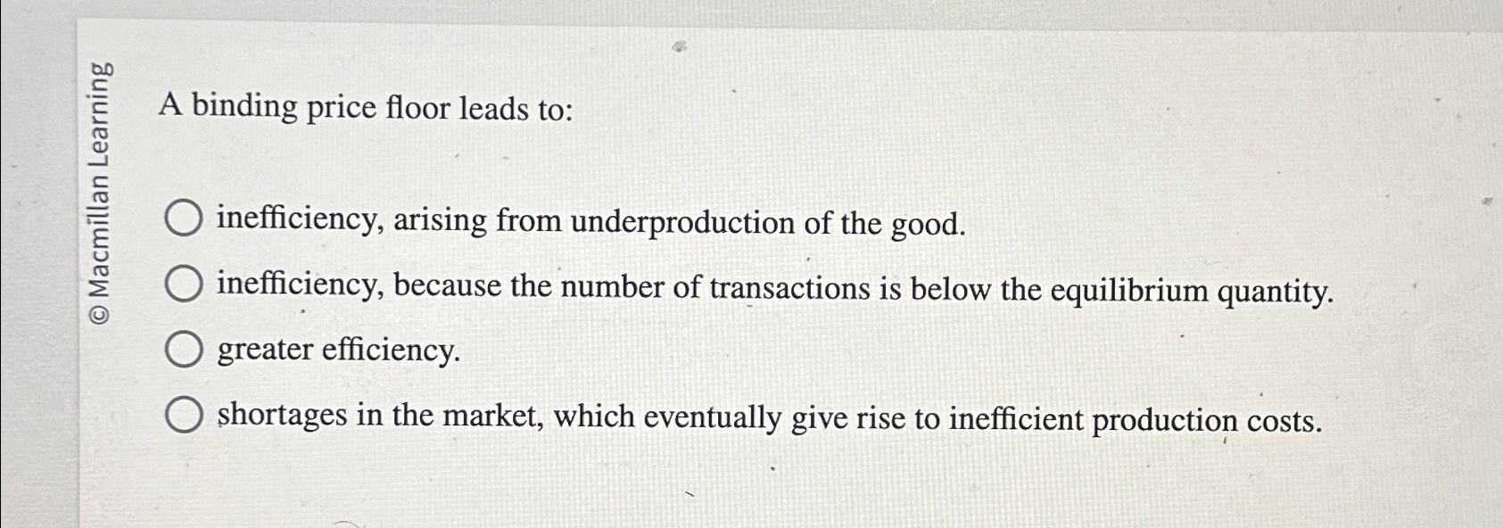 Solved inefficiency, arising from underproduction of the | Chegg.com