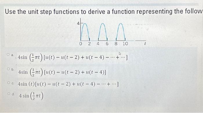 Solved Use the unit step functions to derive a function | Chegg.com