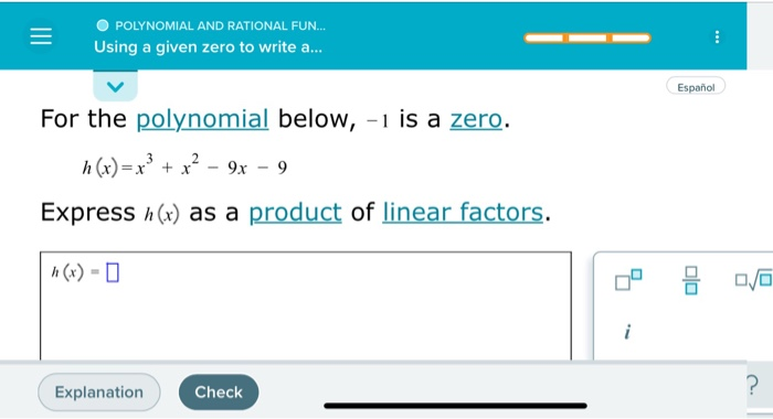 Solved POLYNOMIAL AND RATIONAL FUN... Using a given zero to | Chegg.com