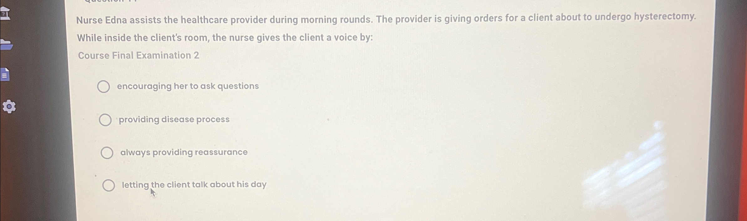Solved Nurse Edna assists the healthcare provider during | Chegg.com