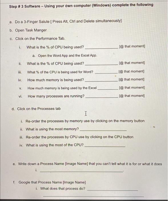 Solved Step # 3 Software - Using your own computer (Windows) | Chegg.com
