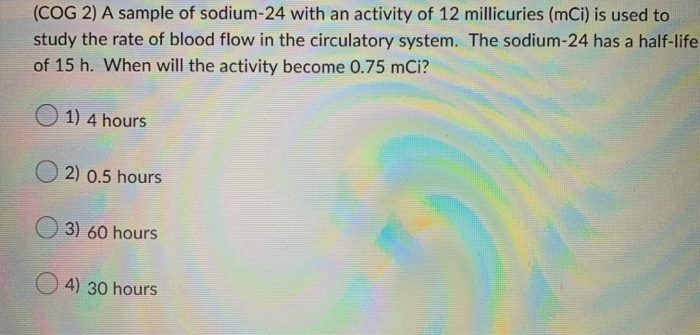 Solved A sample of sodium-24 with an activity of 12 | Chegg.com