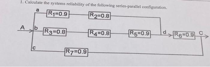 Solved 1. Calculate the systems reliability of the following | Chegg.com
