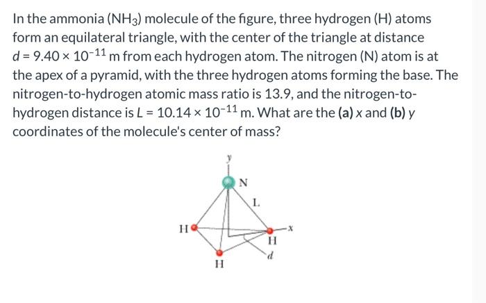 Solved In the ammonia (NH3) molecule of the figure, three | Chegg.com