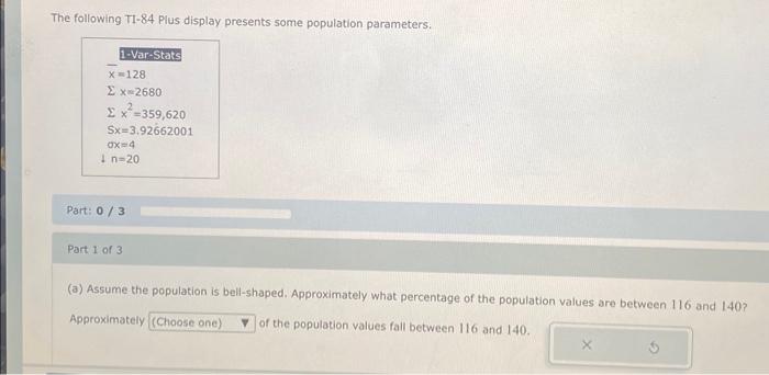 Solved The following TI-84 Plus display presents some | Chegg.com