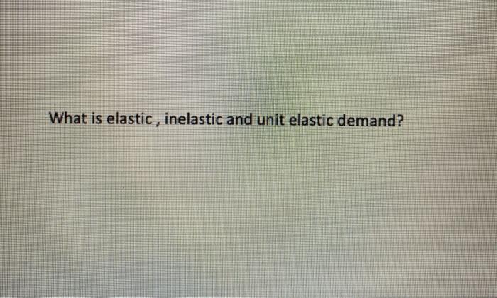 Solved What is elastic, inelastic and unit elastic demand? | Chegg.com