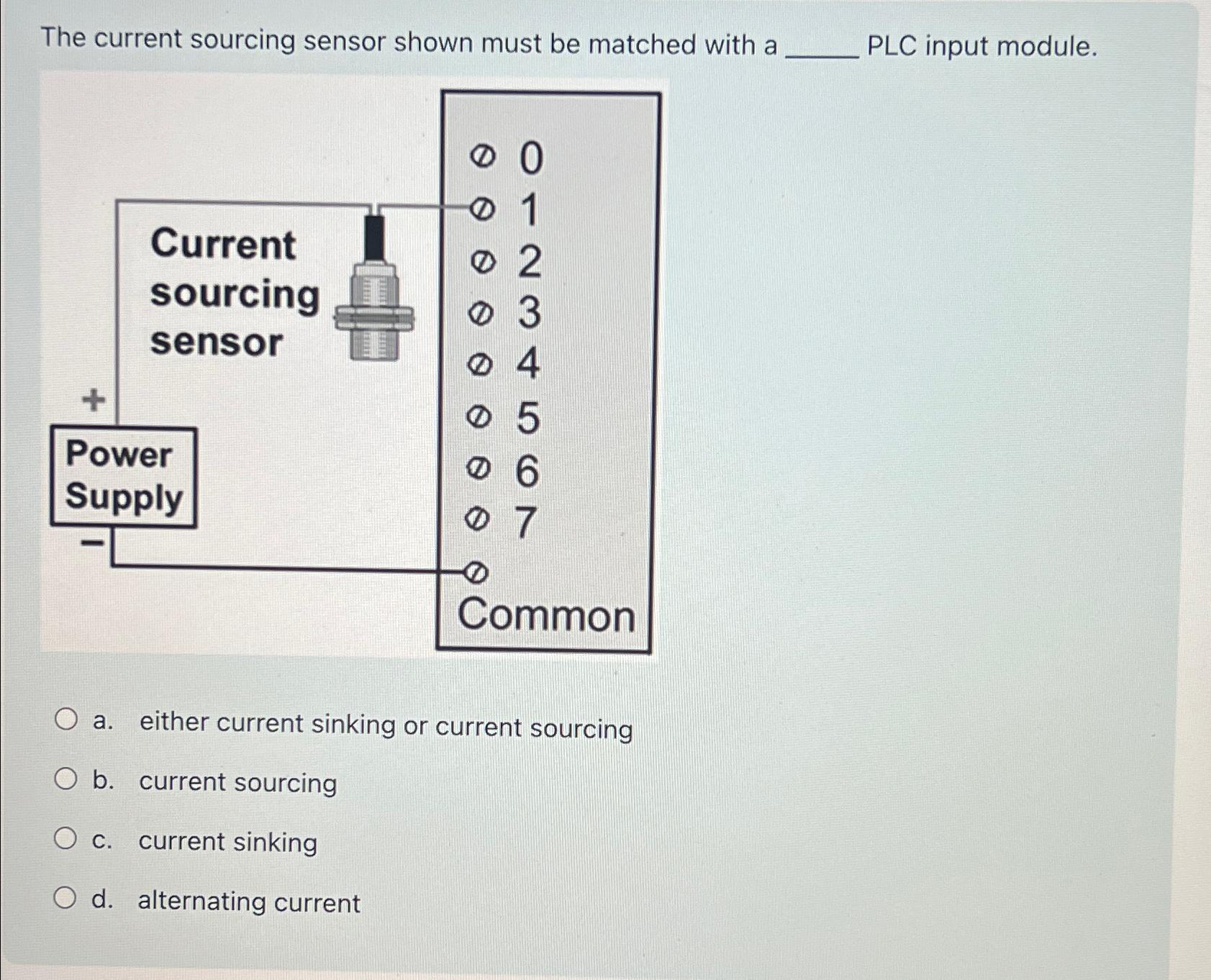 Solved The current sourcing sensor shown must be matched | Chegg.com