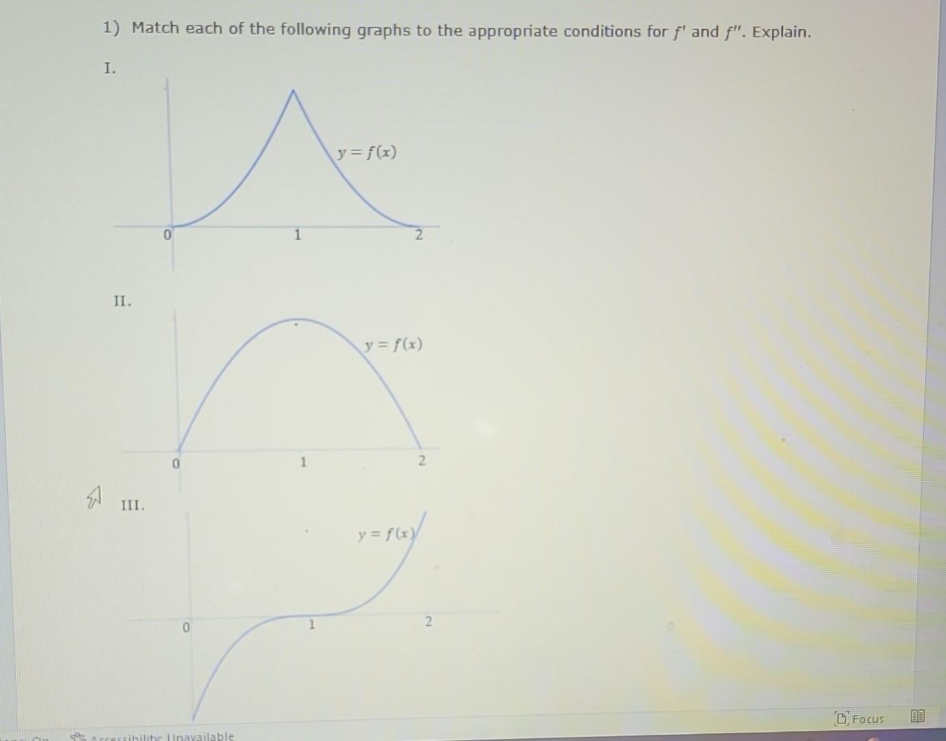 Solved 1) Match each of the following graphs to the | Chegg.com