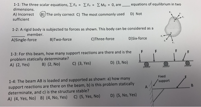 Solved 1-1: The three scalar equations, Fx dimensions. | Chegg.com