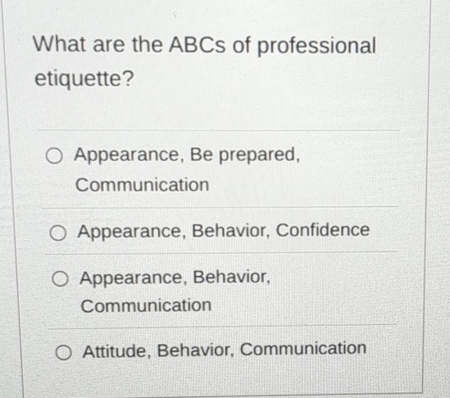 Solved What are the ABCs of professional | Chegg.com