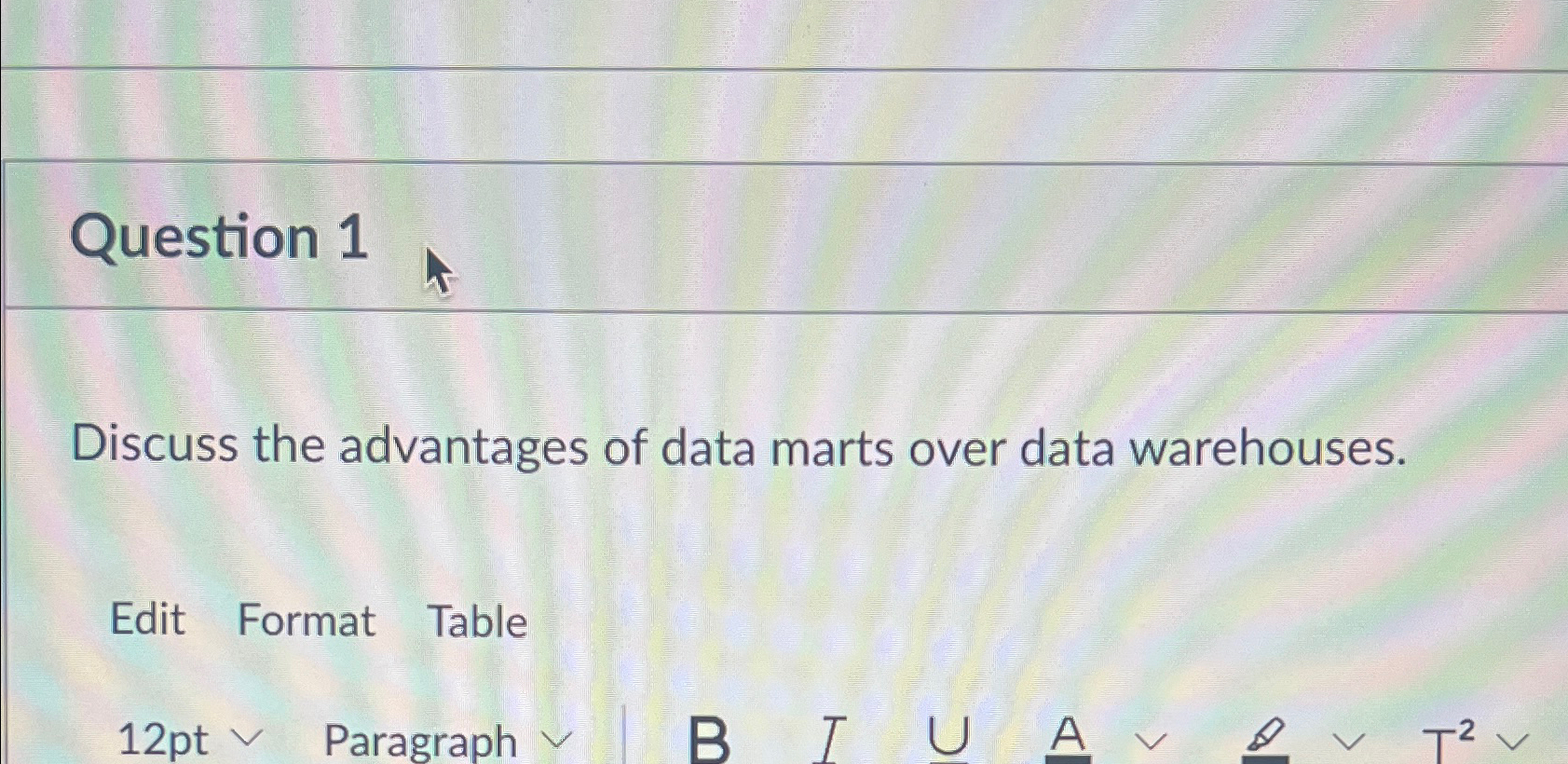 Solved Question 1Discuss the advantages of data marts over | Chegg.com