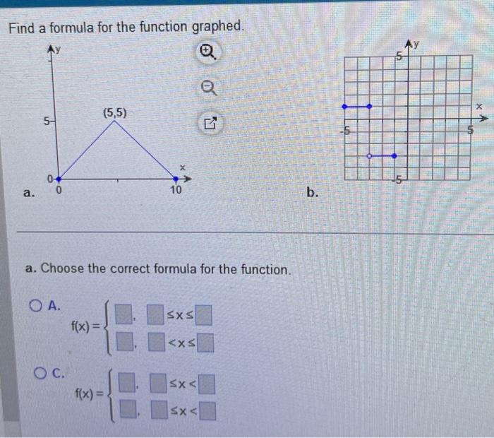 Solved Find a formula for the function graphed. a. Choose | Chegg.com
