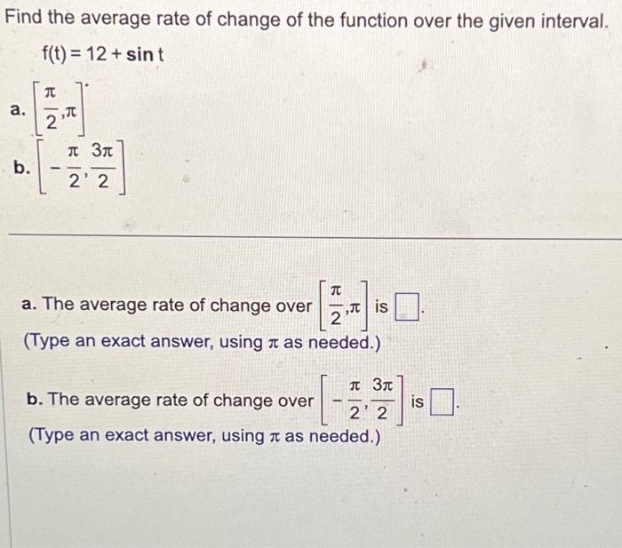 Solved Find the average rate of change of the function over | Chegg.com