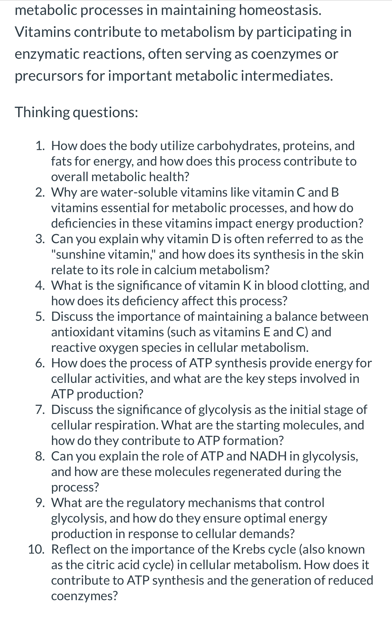 Solved metabolic processes in maintaining | Chegg.com