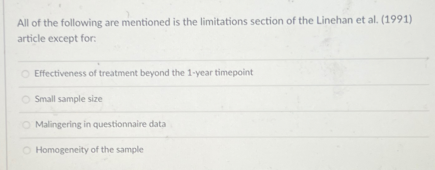 Solved All of the following are mentioned is the limitations | Chegg.com