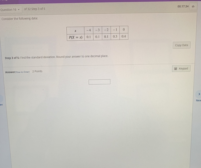 Solved Question 16 - of 32 Step 1 of 5 00:17:58 Consider the | Chegg.com