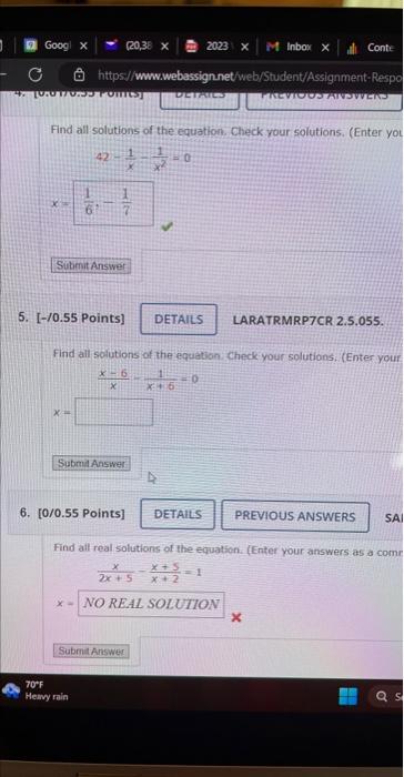 Solved Find all solutions of the equation. Check your | Chegg.com
