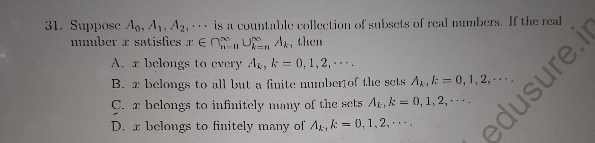Solved Suppose A0,A1,A2,cdots is a countable collection of | Chegg.com