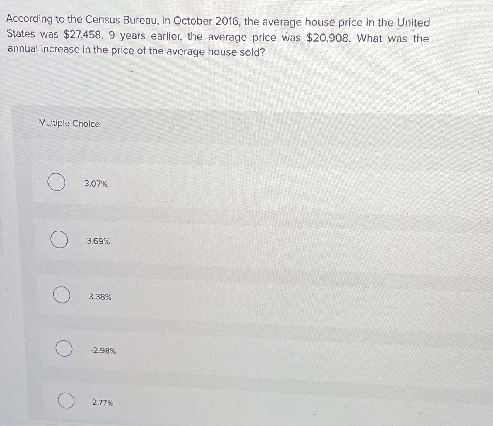 Solved According to the Census Bureau, in October 2016, ﻿the | Chegg.com