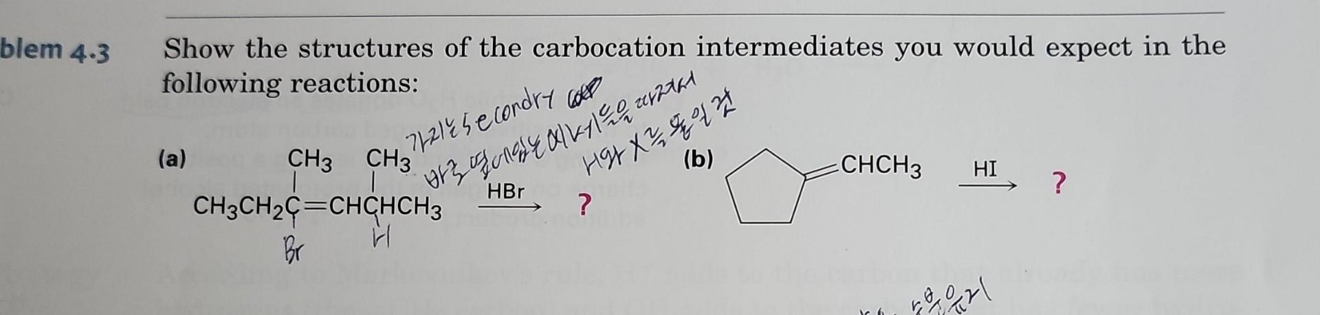Solved Show the structures of the carbocation intermediates | Chegg.com