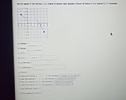 Solved a) ﻿Domar:D) ﻿Range:c.) f(2)-c) f(x)=-2atz=e) | Chegg.com