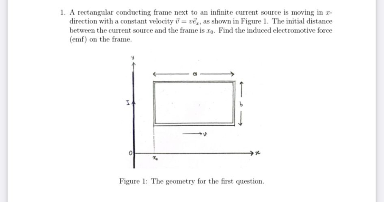Solved A rectangular conducting frame next to an infinite | Chegg.com
