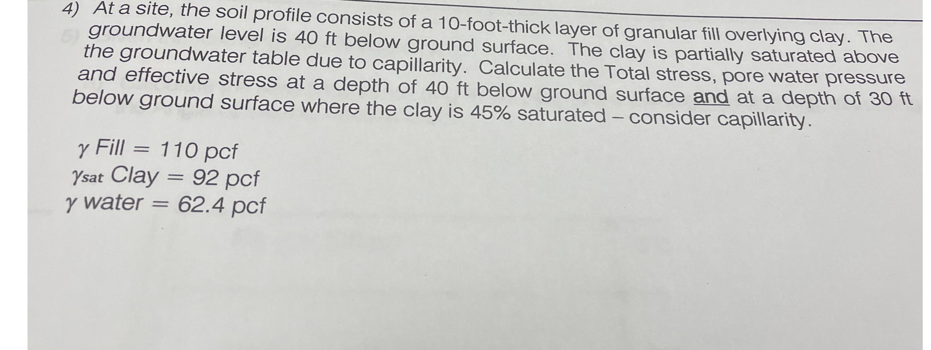 Solved At a site, the soil profile consists of a | Chegg.com