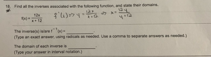 Solved Find all the inverses associated with the following | Chegg.com