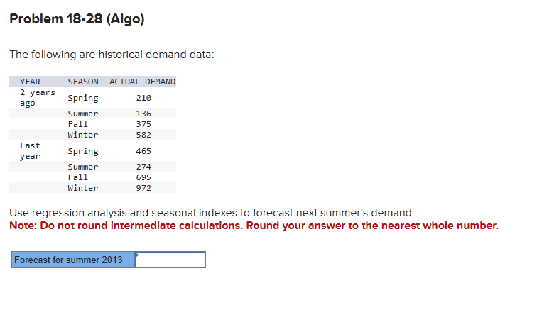 Problem 18-28 (Algo)The following are historical | Chegg.com