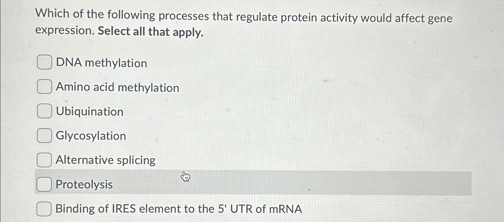 Solved Which of the following processes that regulate | Chegg.com