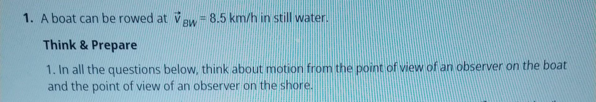 1. A boat can be rowed at vBW=8.5 km/h in still | Chegg.com
