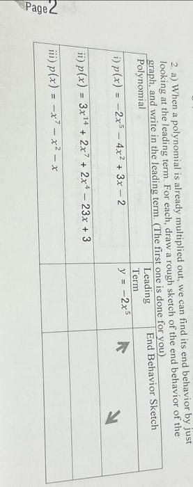 Solved Page 2 2. a) When a polynomial is already multiplied | Chegg.com