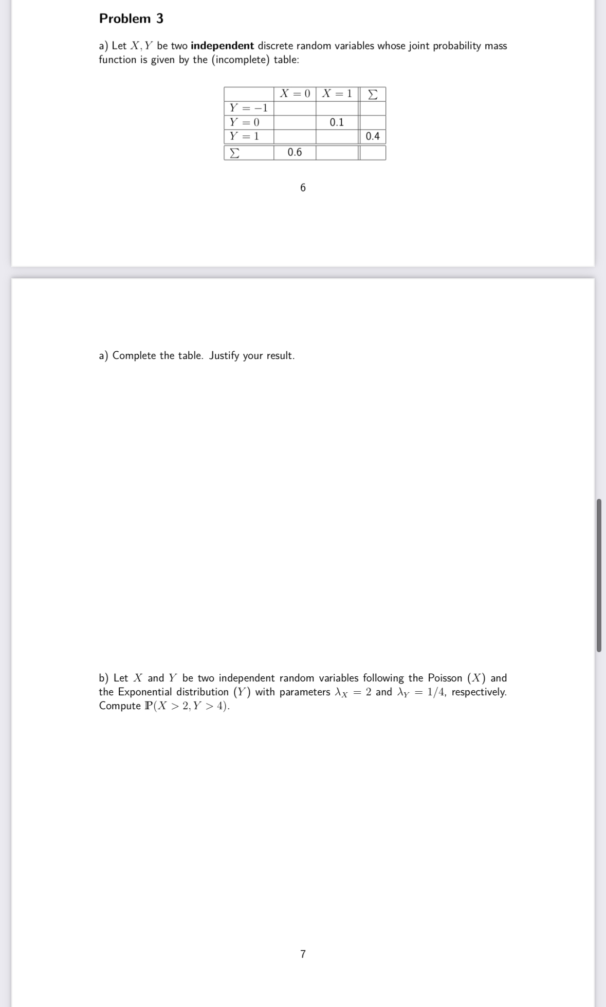 Solved Problem 3a) ﻿Let x,Y ﻿be two independent discrete | Chegg.com