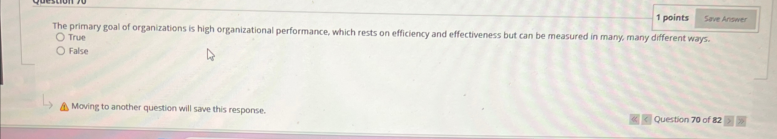 Solved 1 ﻿pointsThe primary goal of organizations is high | Chegg.com
