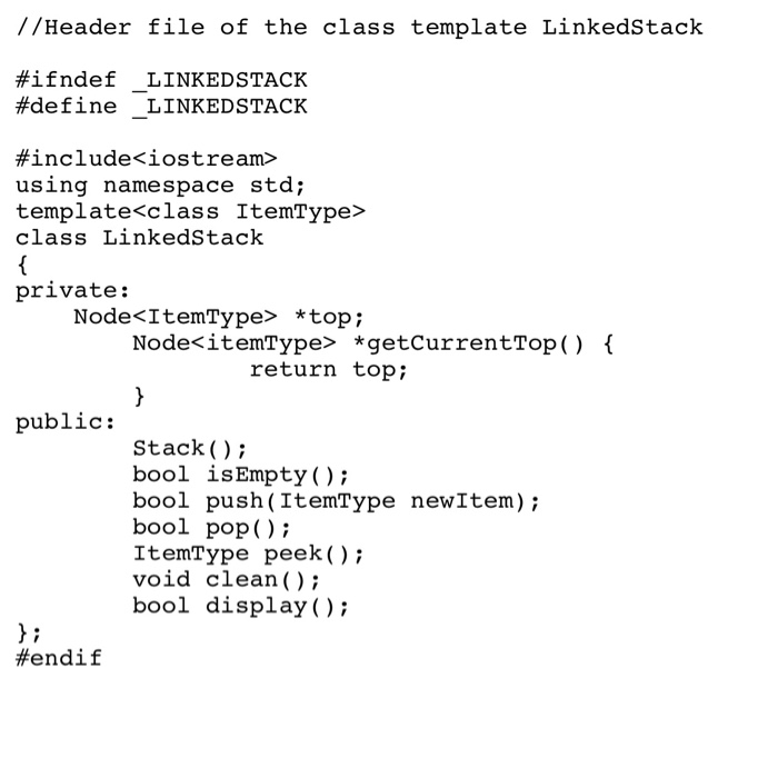Solved Please download the header file for class template | Chegg.com