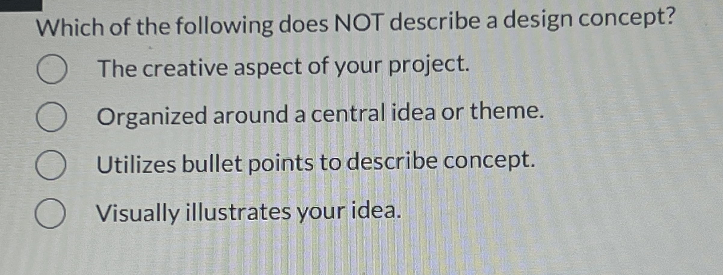 Solved Which of the following does NOT describe a design | Chegg.com