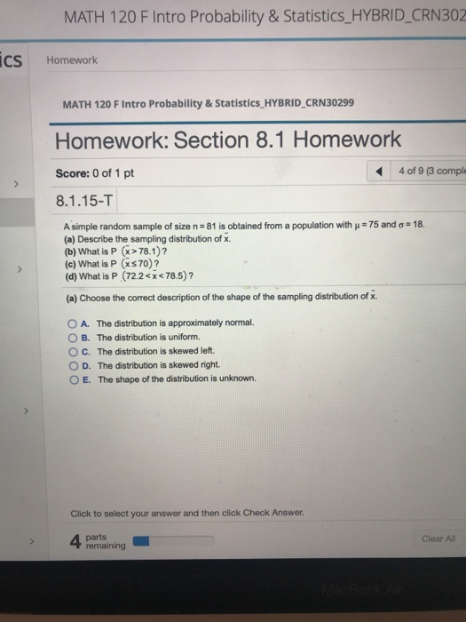 Solved MATH 120 F Intro Probability & | Chegg.com