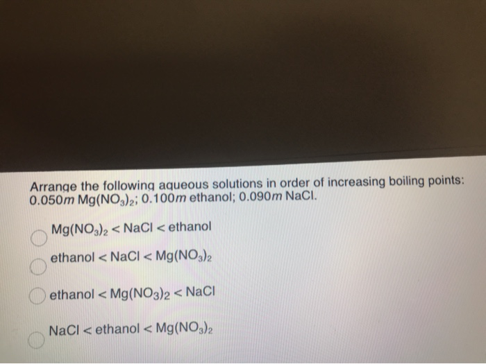 Solved Arrange the following aqueous solutions in order of | Chegg.com