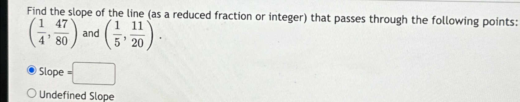 Solved Find the slope of the line (as a reduced fraction or | Chegg.com