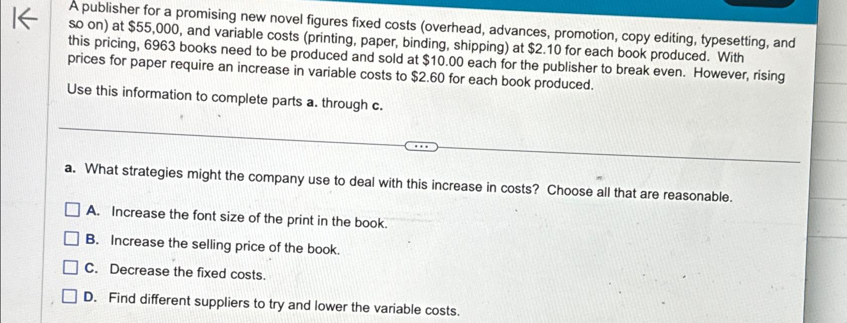 Solved A publisher for a promising new novel figures fixed | Chegg.com