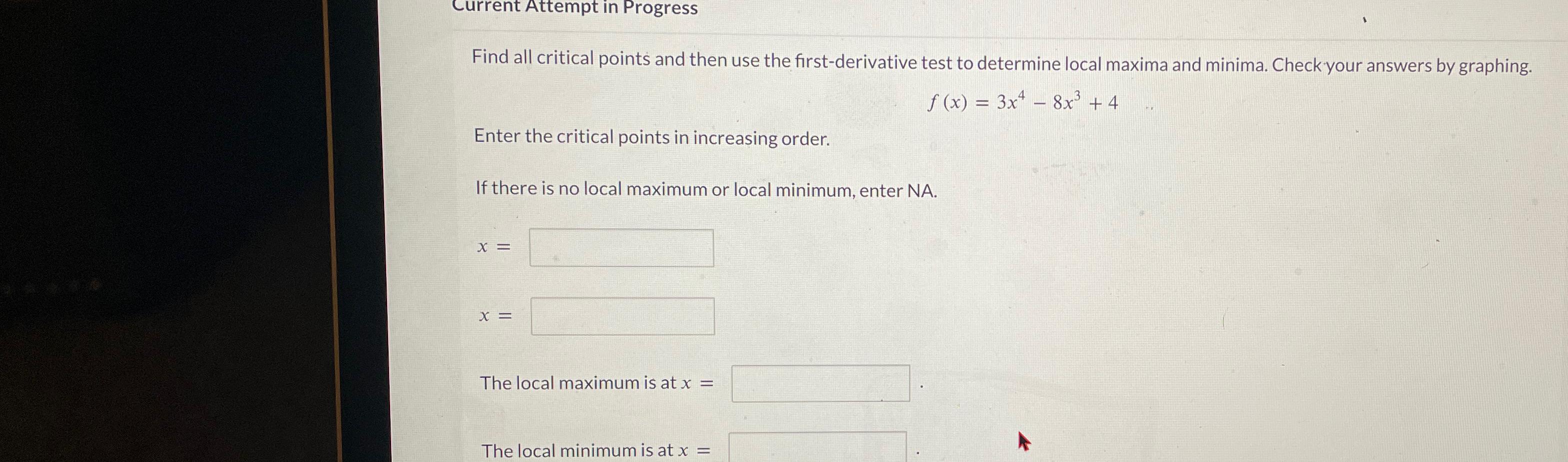 Solved Current Attempt in ProgressFind all critical points | Chegg.com