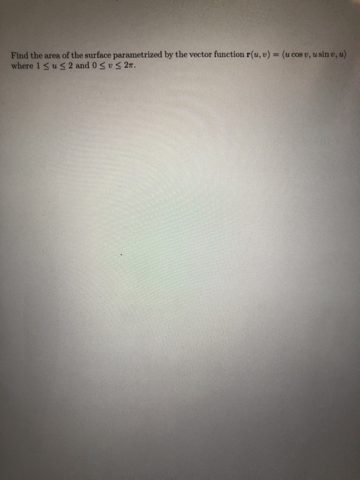 Solved Find the area of the surface parametrized by the | Chegg.com