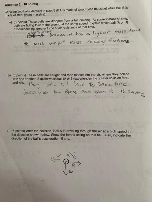 Solved Question 2: (18 points) Consider two balls identical | Chegg.com