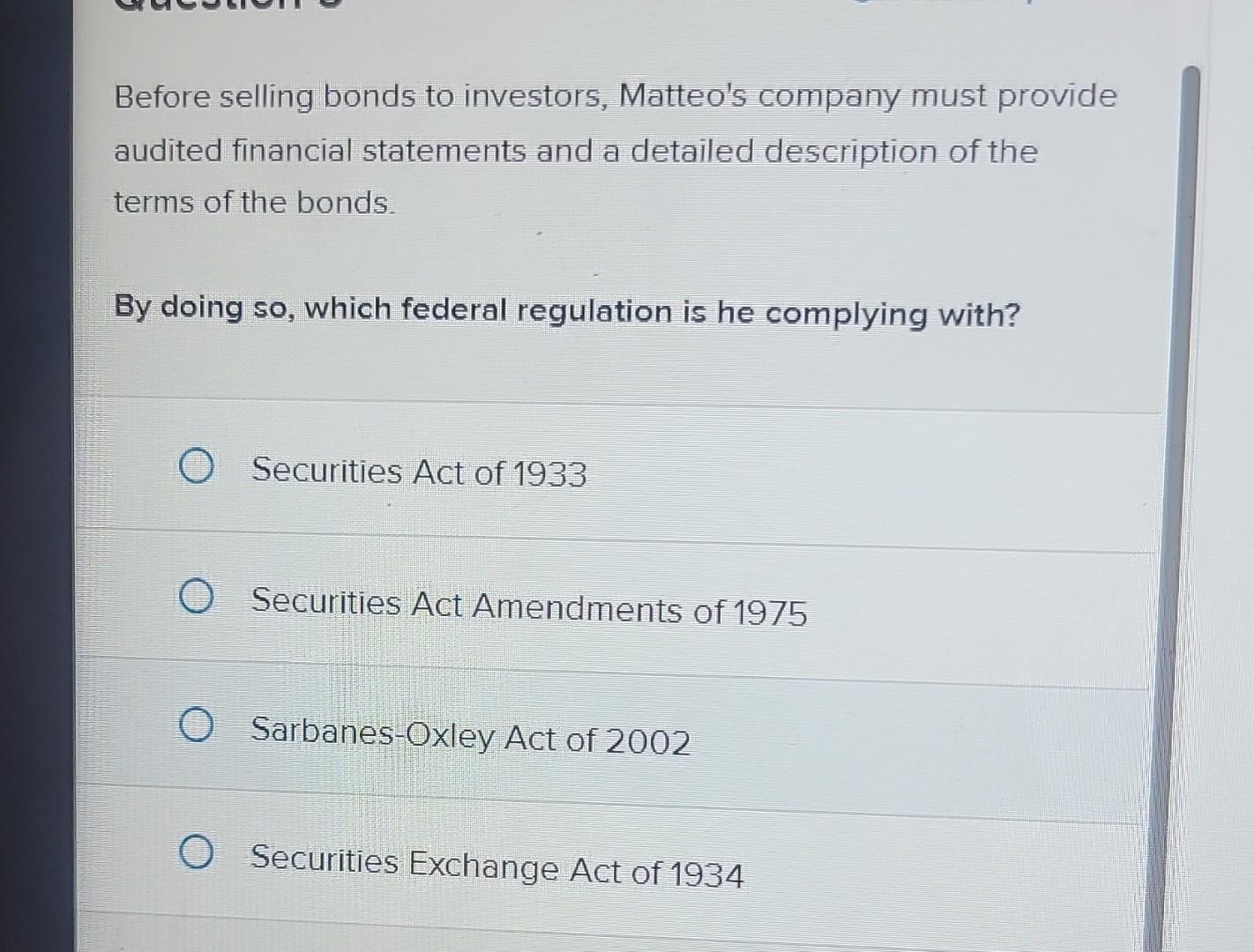 Solved Before selling bonds to investors, Matteo's company | Chegg.com