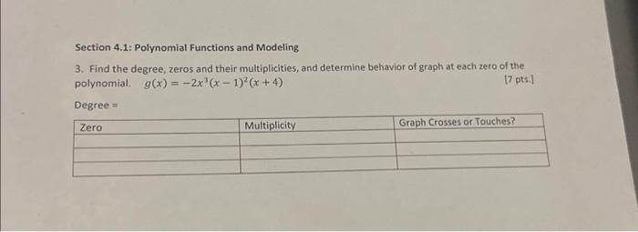Solved Section 4.1: Polynomial Functions and Modeling 3. | Chegg.com